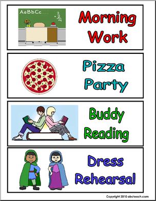 Daily Schedule Cards: Pictures Set 5 (color) – Abcteach