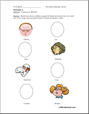 French: Facial description oral and drawing exercise – Abcteach