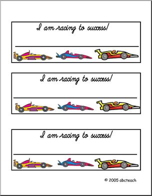 Desk Tag: I Am Racing to Success (race car upper el.) – Abcteach