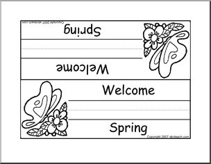 Desk Tag: Welcome Spring (b/w) – Abcteach
