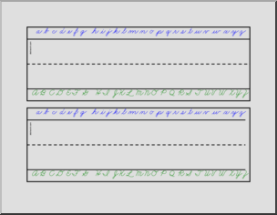Chart: Cursive Aa-Zz ZB-Style Font with Lines & Arrows (primary) (b/w ...