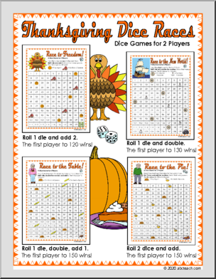 Thanksgiving Dice Races – Abcteach