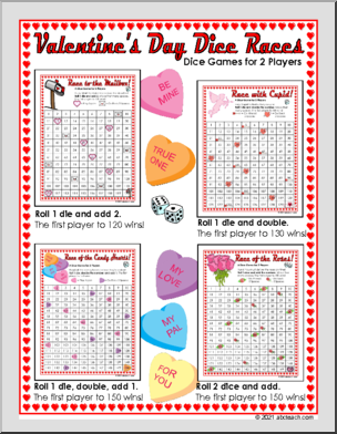 Valentine’s Day Dice Races – Abcteach