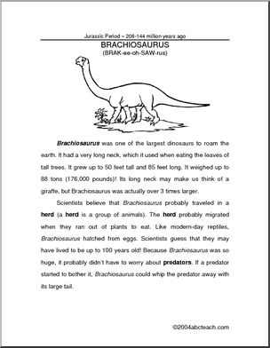Fact Page: Dinosaur – Brachiosaurus – Abcteach