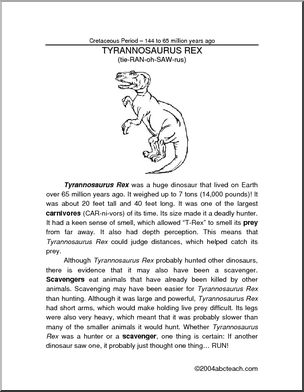 Fact Page: Dinosaur – Tyrannosaurus Rex – Abcteach