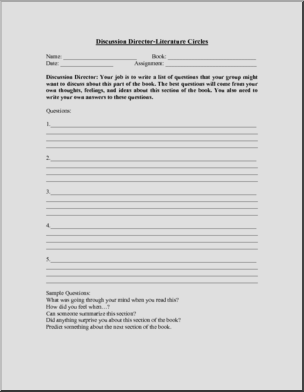 Discussion Director Literature Circles Job – Abcteach