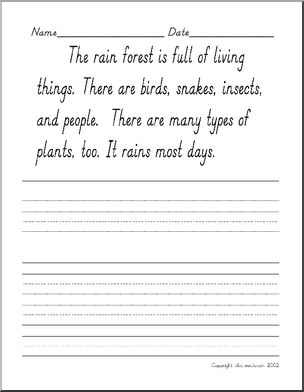 Handwriting Practice: Rain Forest – manuscript (DN-style font) – Abcteach