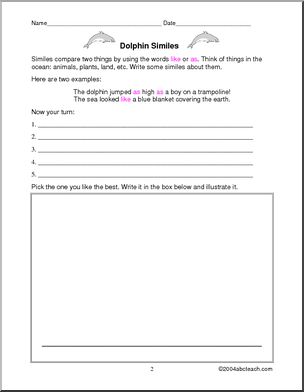 Dolphins (upper elem) Poetry Prompts – Abcteach