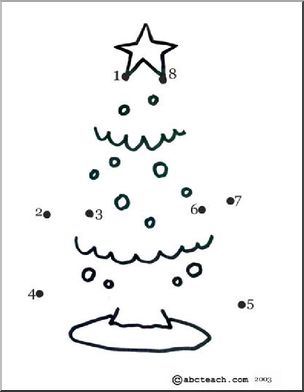 Dot to Dot: Christmas – Tree (to 8) – Abcteach