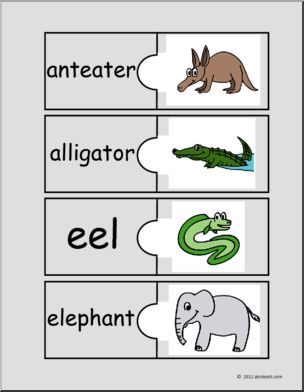Easy Puzzle: Animals (color) – Abcteach