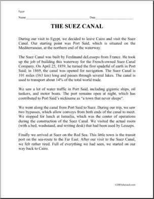 Comprehension: Suez Canal (upper elementary/middle) – Abcteach