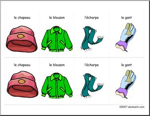 French: Matching Cards–Clothing – Abcteach