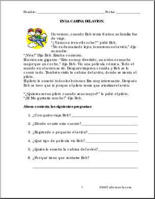 Spanish: ComprensiÃ›n de texto – El gato de Pat – Abcteach