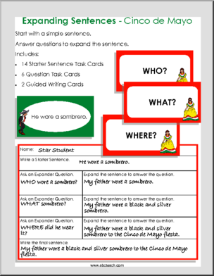 Expanding Sentences Task Cards: Cinco de Mayo – Abcteach