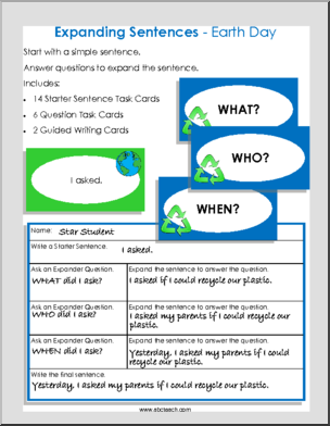 Expanding Sentences Task Cards: Earth Day – Abcteach