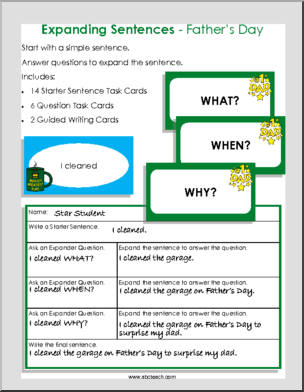 Expanding Sentences Task Cards: Father’s Day – Abcteach