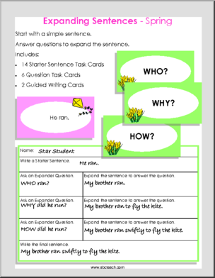 Expanding Sentences Task Cards: Spring – Abcteach