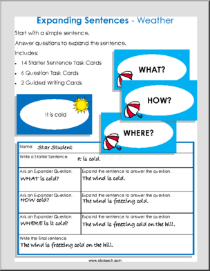 Expanding Sentences Task Cards: Weather – Abcteach