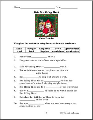 Fairy Tale Comprehension: Red Riding Hood (elem/upper elem) – Abcteach