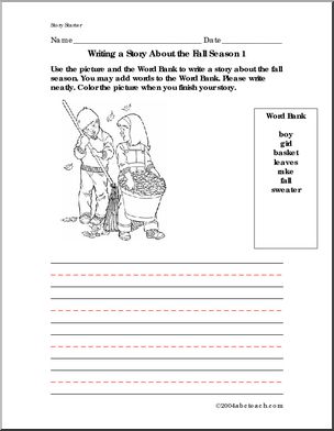 Fall Leaves (primary/elem) Color and Write Prompt – Abcteach