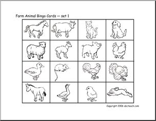 Farm Animals Bingo – Abcteach