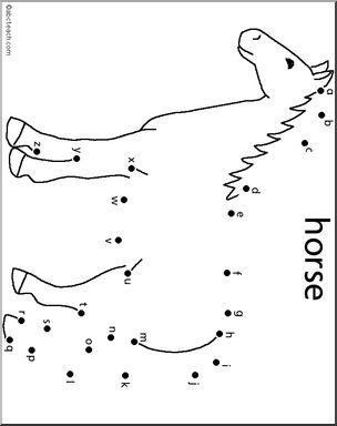 Dot to Dot: Farm- Horse (alphabet) – Abcteach