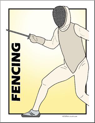 Large Poster: Sports – Fencing (b/w) – Abcteach