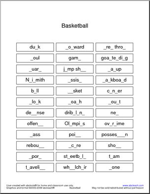 Word Search: Basketball Terminology – Abcteach