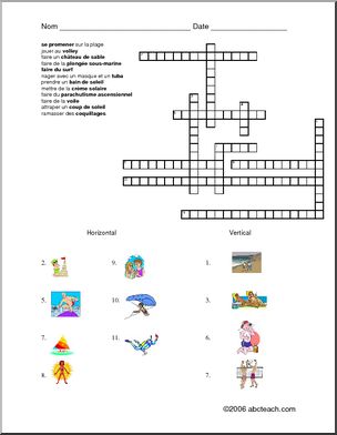 French: Jeu de vacances – Abcteach