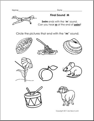 Final Consonant Sound “m” (primary) Phonics – Abcteach