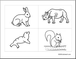 Italian: Le schede degli animali–coniglio, foca, rinoceronte ...