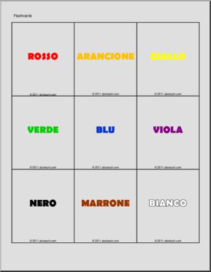 Italian: Flashcards–Colori – Abcteach
