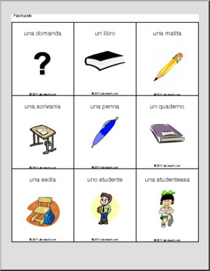 Italian: Word Search–School Items – Abcteach