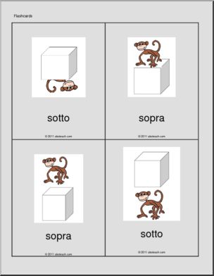 Italian: Flashcards: Positional Words – Abcteach