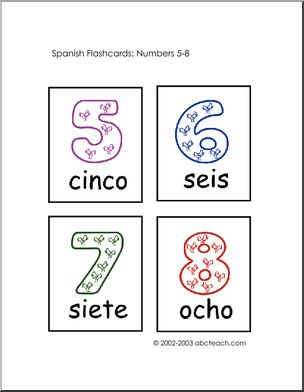 Spanish Flashcards: Numbers 5-8 – Abcteach