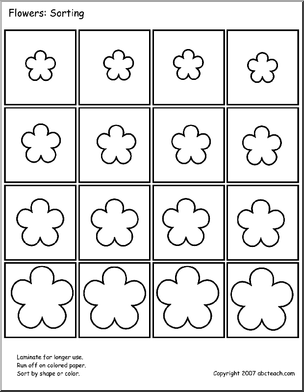 Sorting: flowers (b&w) – Abcteach