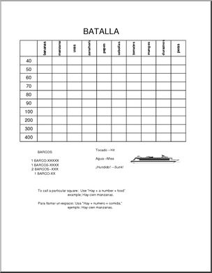 Spanish: Juego con nË™meros: Batalla naval (secundaria). – Abcteach