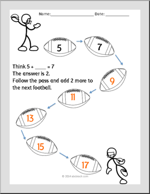 Math: Addition – Football Pass Game (grade 1) – Abcteach