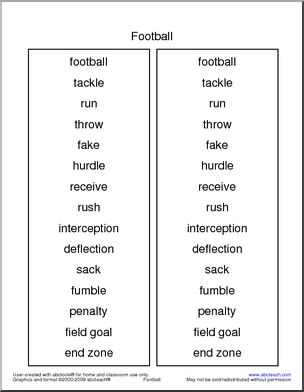 Football Terminology Spelling List – Abcteach