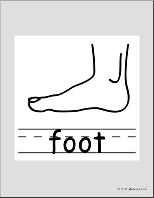 Clip Art: Basic Words: Foot B&W (poster) – Abcteach