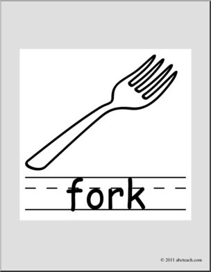 Clip Art: Basic Words: Fork B&W (poster) – Abcteach