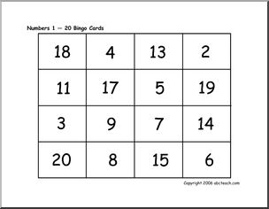 Numbers Bingo – Abcteach