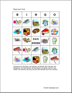 German: Bingo – Food – Abcteach