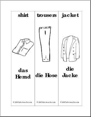 German: Bookmarks – Clothing – Abcteach