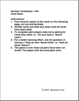 German: Card Game – Farm – Abcteach