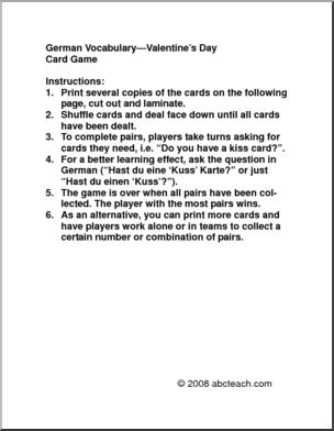 German: Picture Sentences – Valentine’s Day – Abcteach