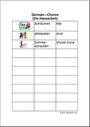 Die Hausarbeit/ Chores – Abcteach