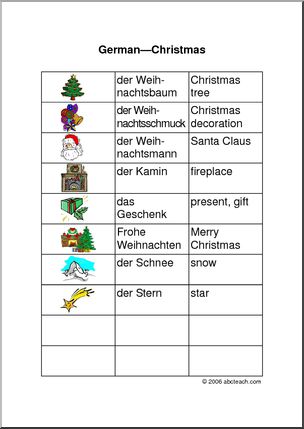 German: Chart – Christmas – Abcteach