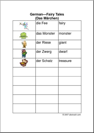 German: Chart – Fairy Tales – Abcteach