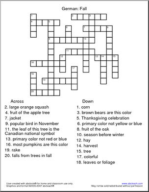 German: Crossword – Transportation – Abcteach